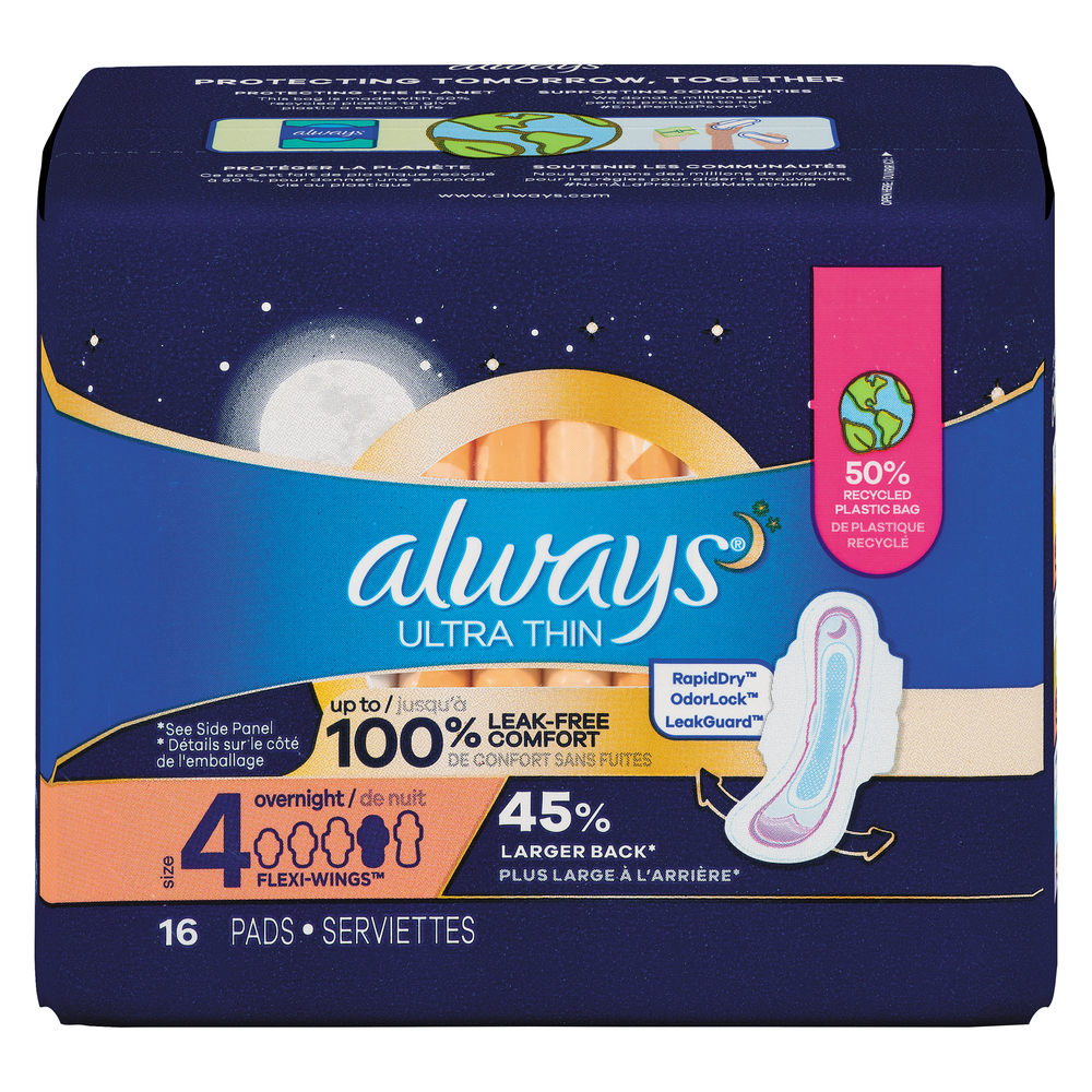 Ultra Overnight Size 4 Pads With Wings