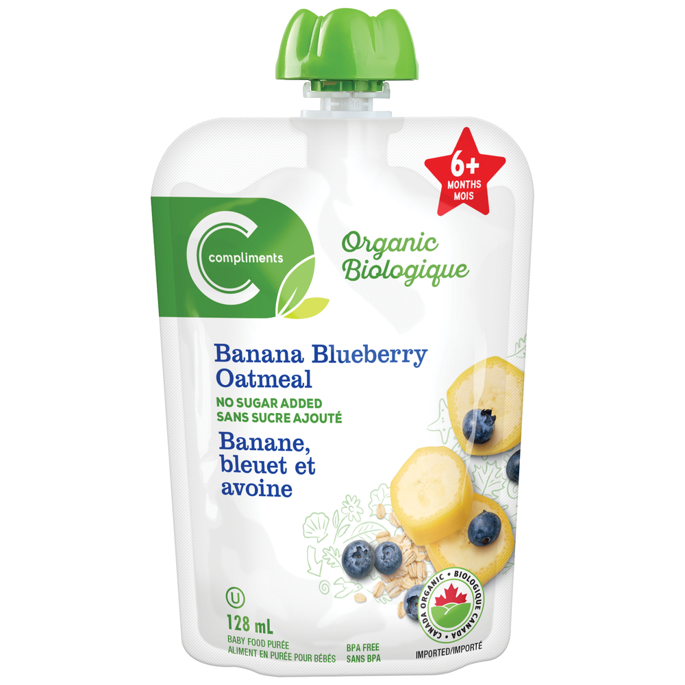 Organic Banana Blueberry Oatmeal Puree