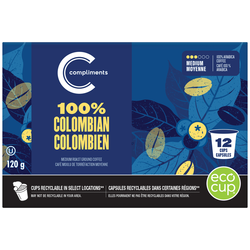100% Columbian Medium Roast Coffee Cups