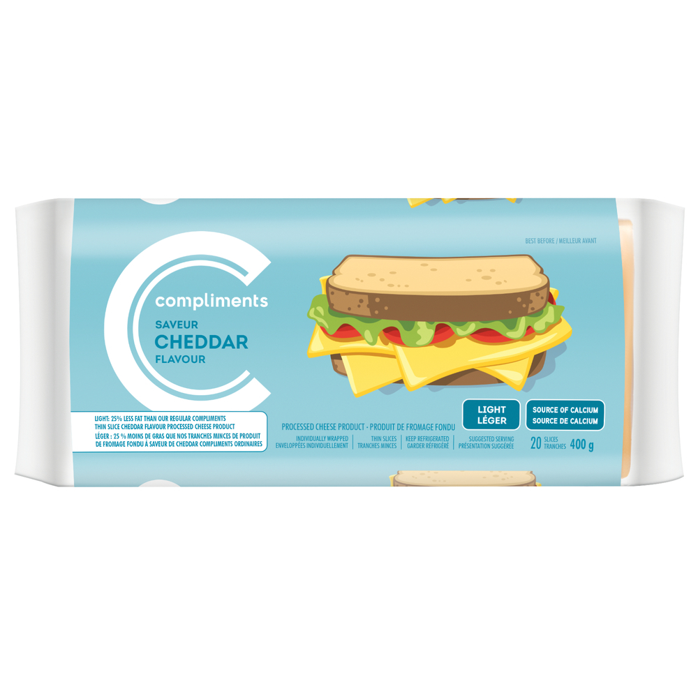 Cheddar Process Slices Thin Light Cheese