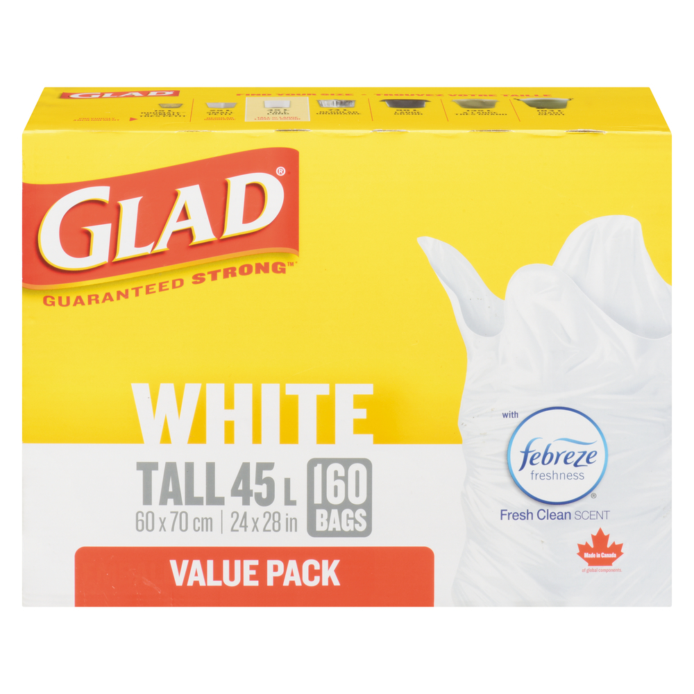 White Tall Easy-Tie 45 Litre Febreeze Garbage Bags