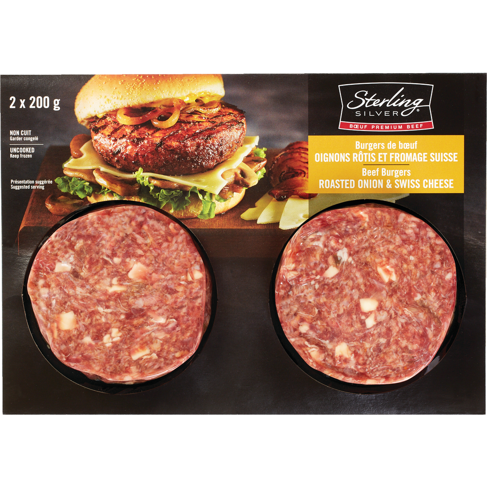 Beef Onion & Swiss Cheese 2 Pack Burgers