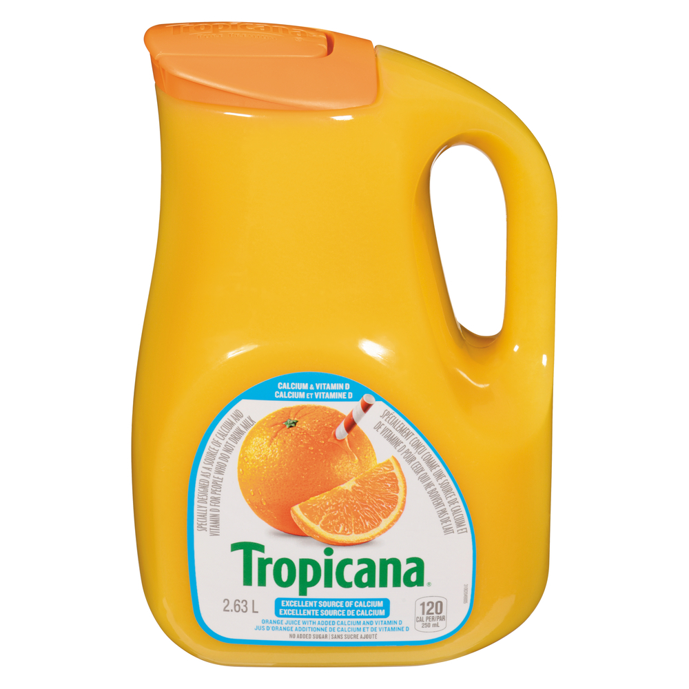 Jus d'orange avec calcium et vitamine D sans pulpe