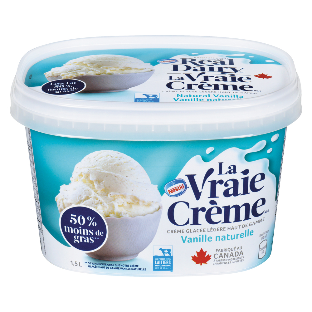 Crème glacée à la vanille naturelle avec 50% moins de gras