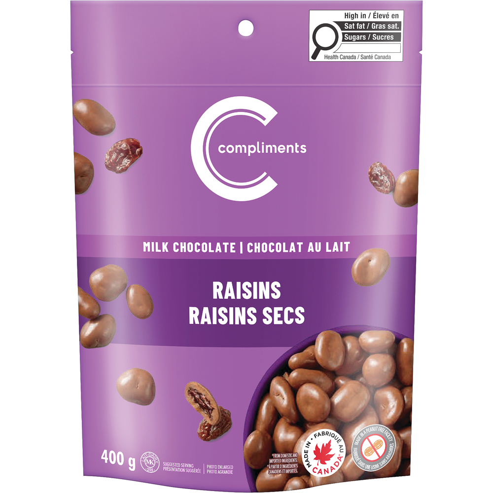 Raisins secs enrobés de chocolat au lait