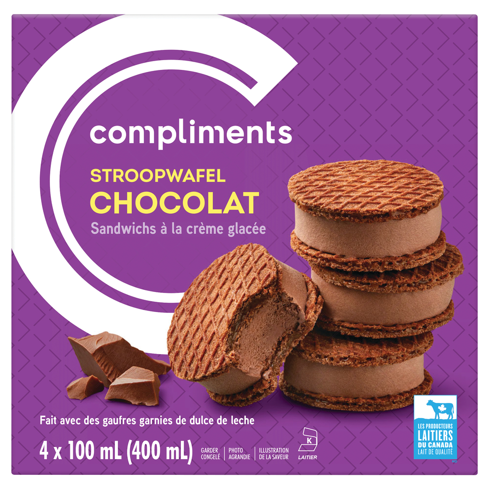 Sandwich à la crème glacée stroopwafel au chocolat