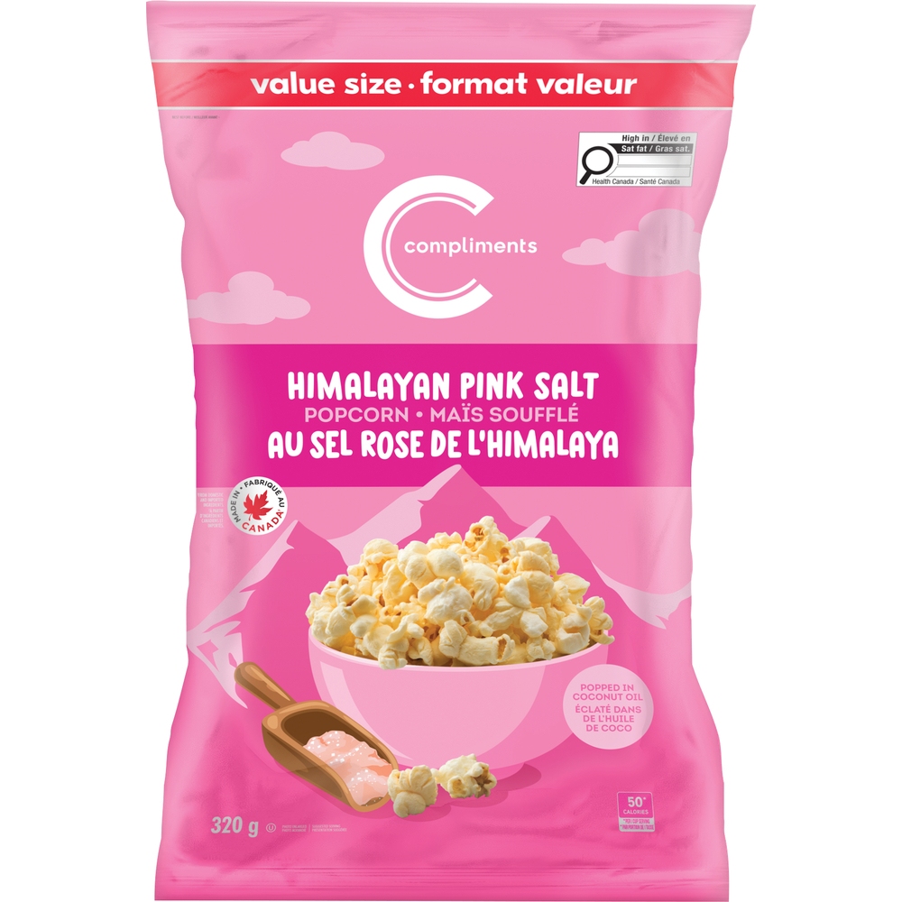 Popcorn au sel d'Himalaya rose