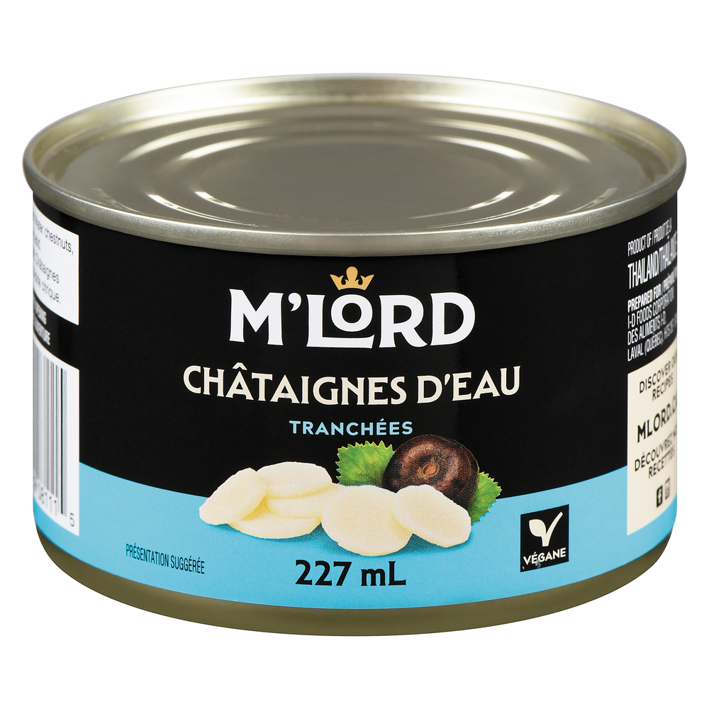 Châtaignes d'eau tranchées