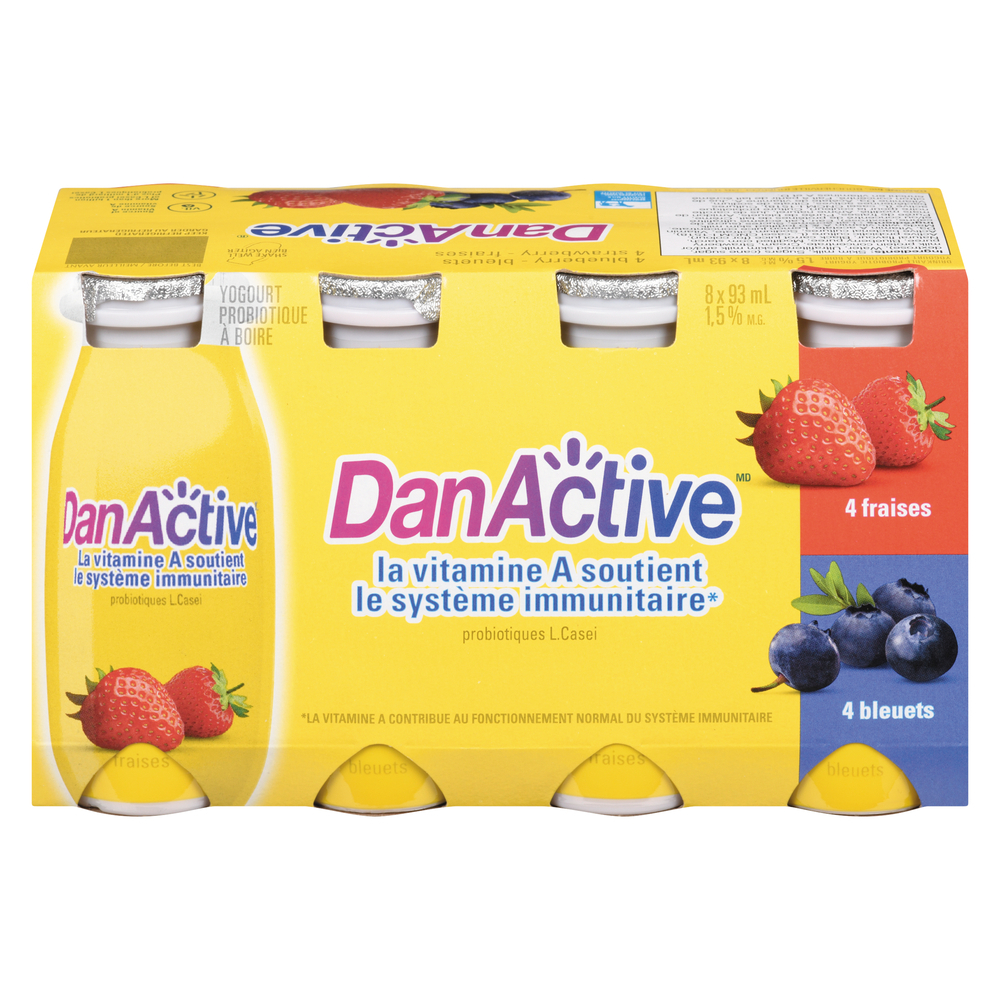 Yogourt à boire aux fraises ou aux bleuets 1.5% m.g.