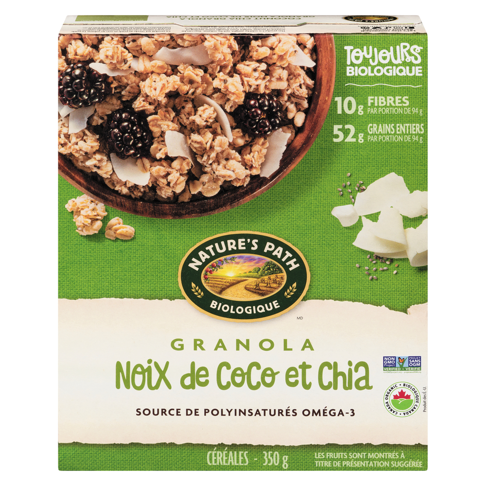 Céréales granola à la noix de coco et chia biologiques