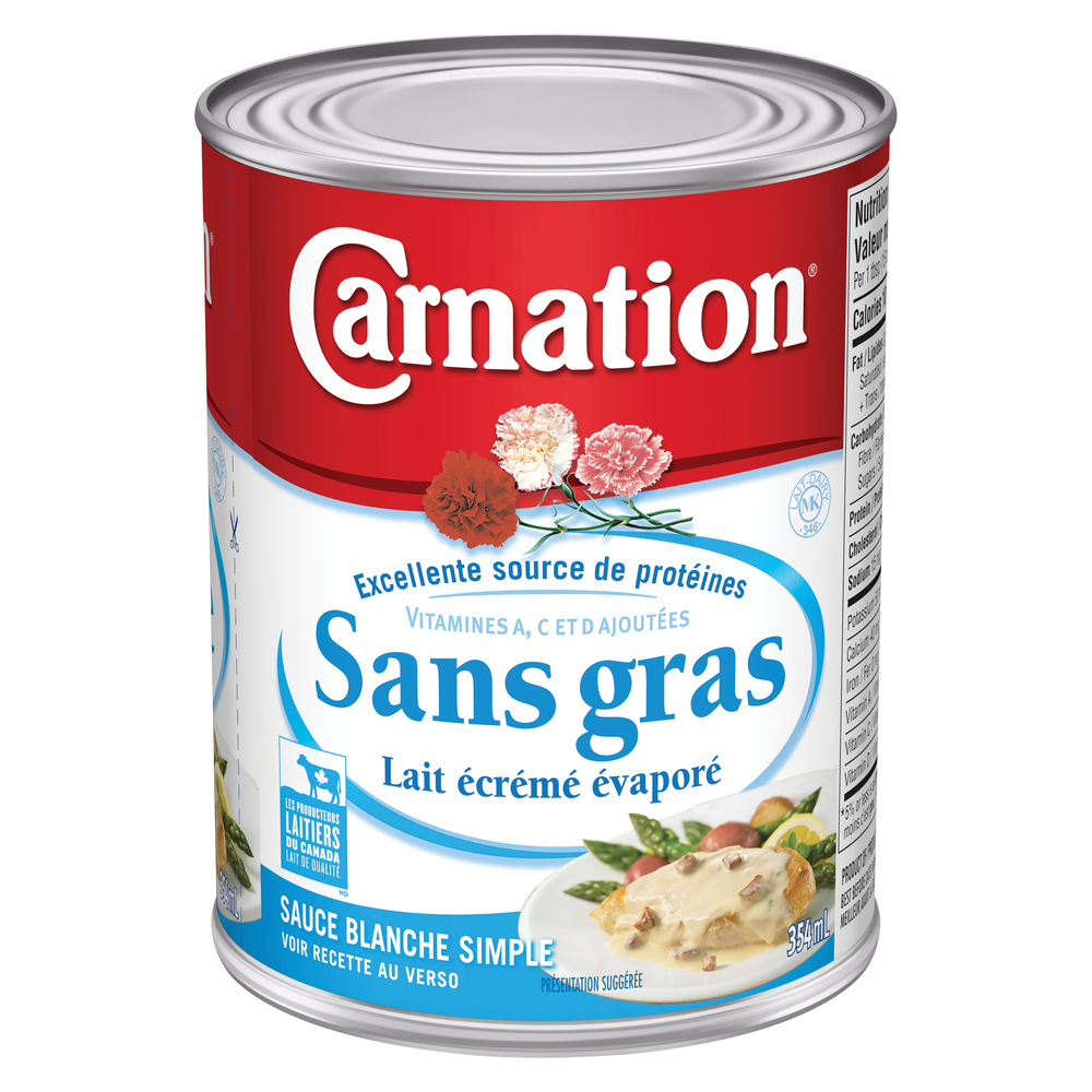 Lait évaporé sans gras