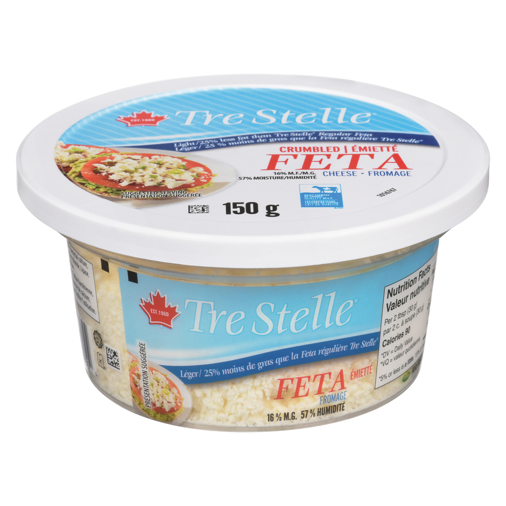 Fromage feta émietté et léger