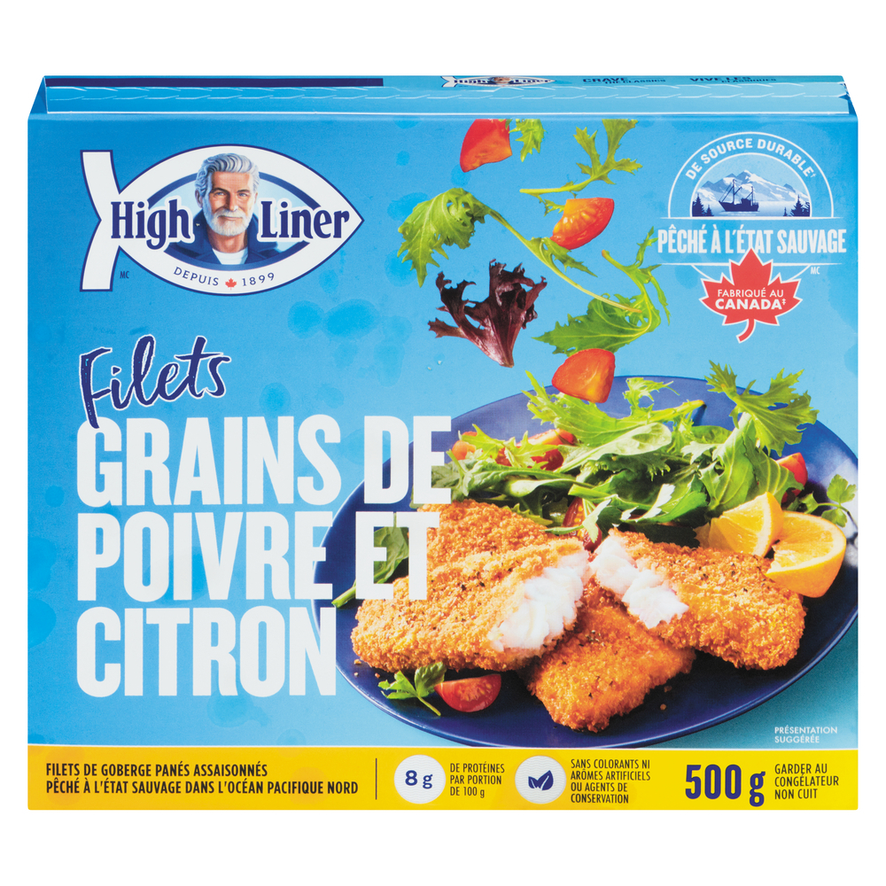 Filet de goberge surgelé et pané au citron et au poivre