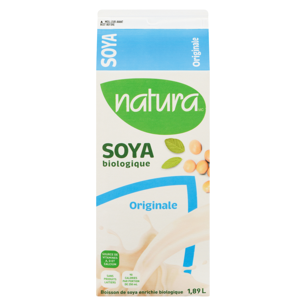 Boisson de soya enrichie originale sans gluten biologique