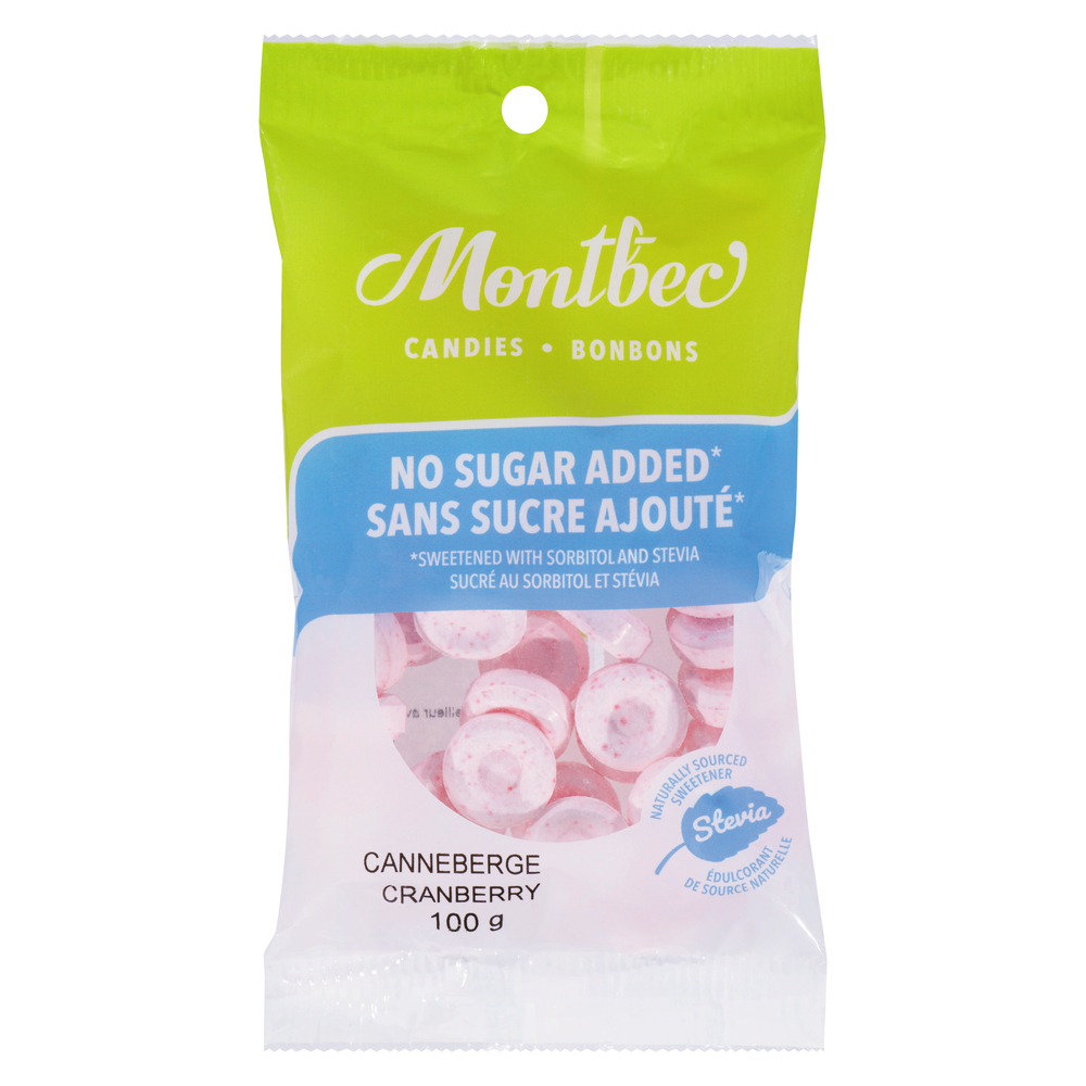 Bonbons à saveur de canneberges sans sucre ajouté