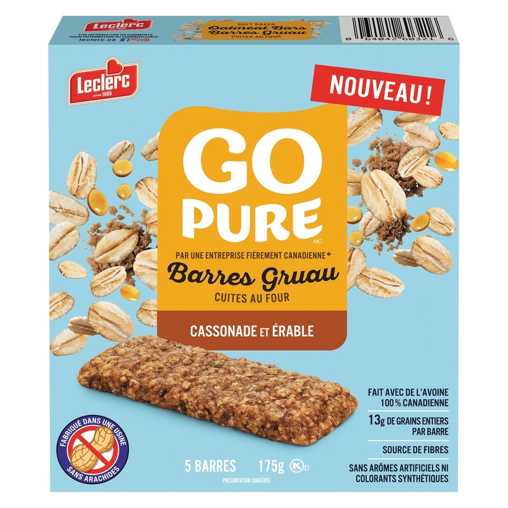 Barres gruau cassonade et érable