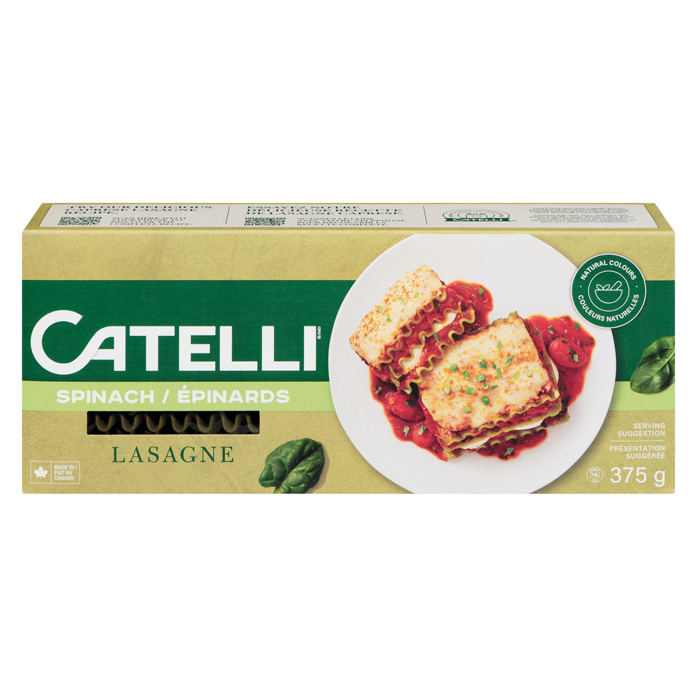 Pâtes alimentaires lasagne aux épinards