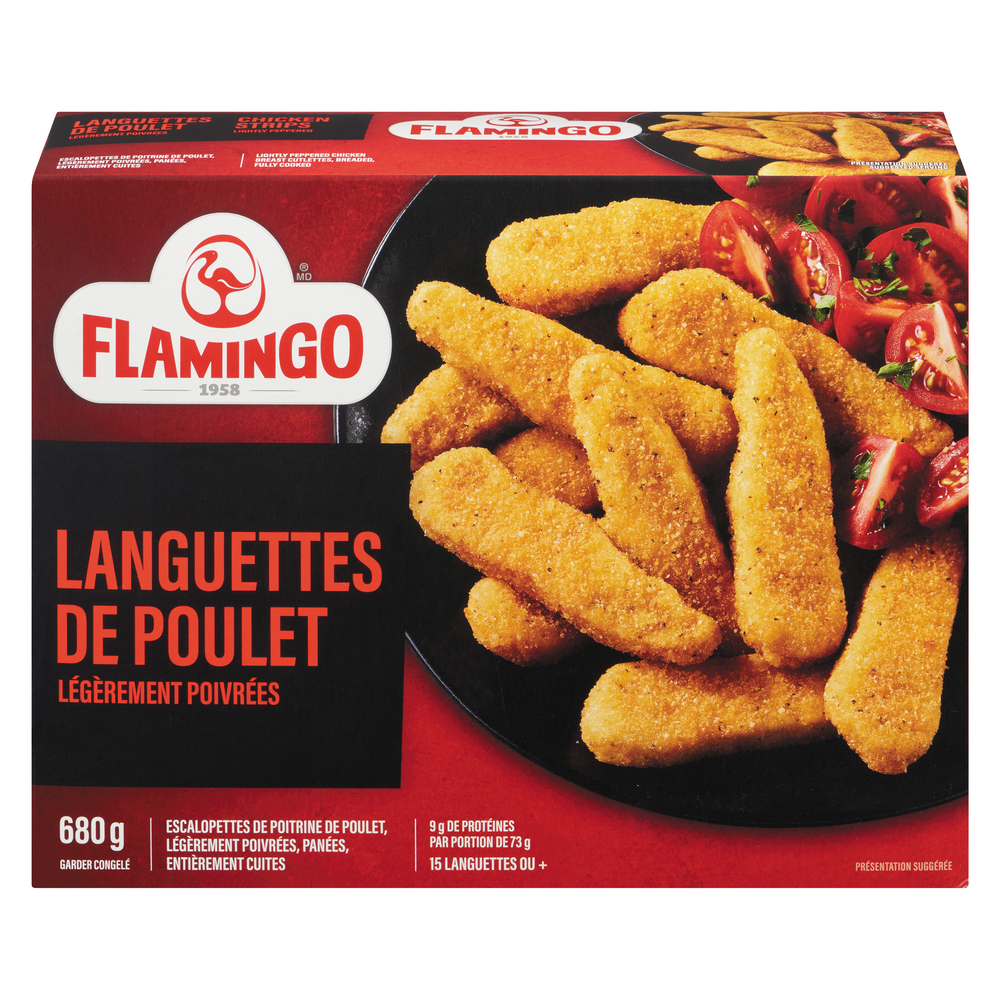 Languettes de poulet entièrement cuites et panées