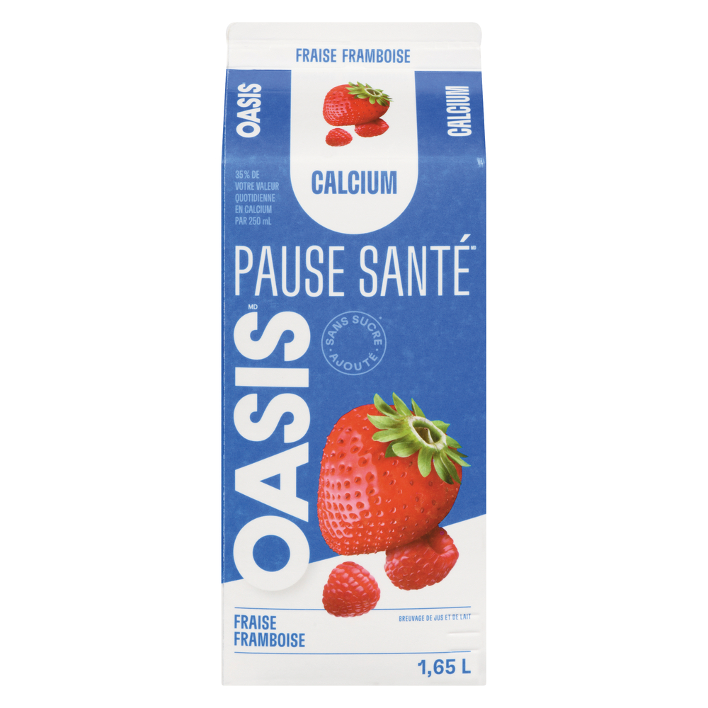 Jus aux fraises et framboises avec calcium