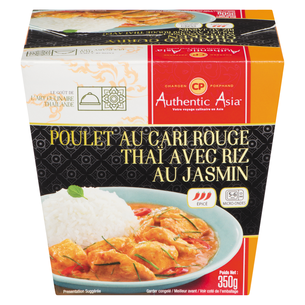 Repas surgelé poulet au cari rouge avec riz au jasmin
