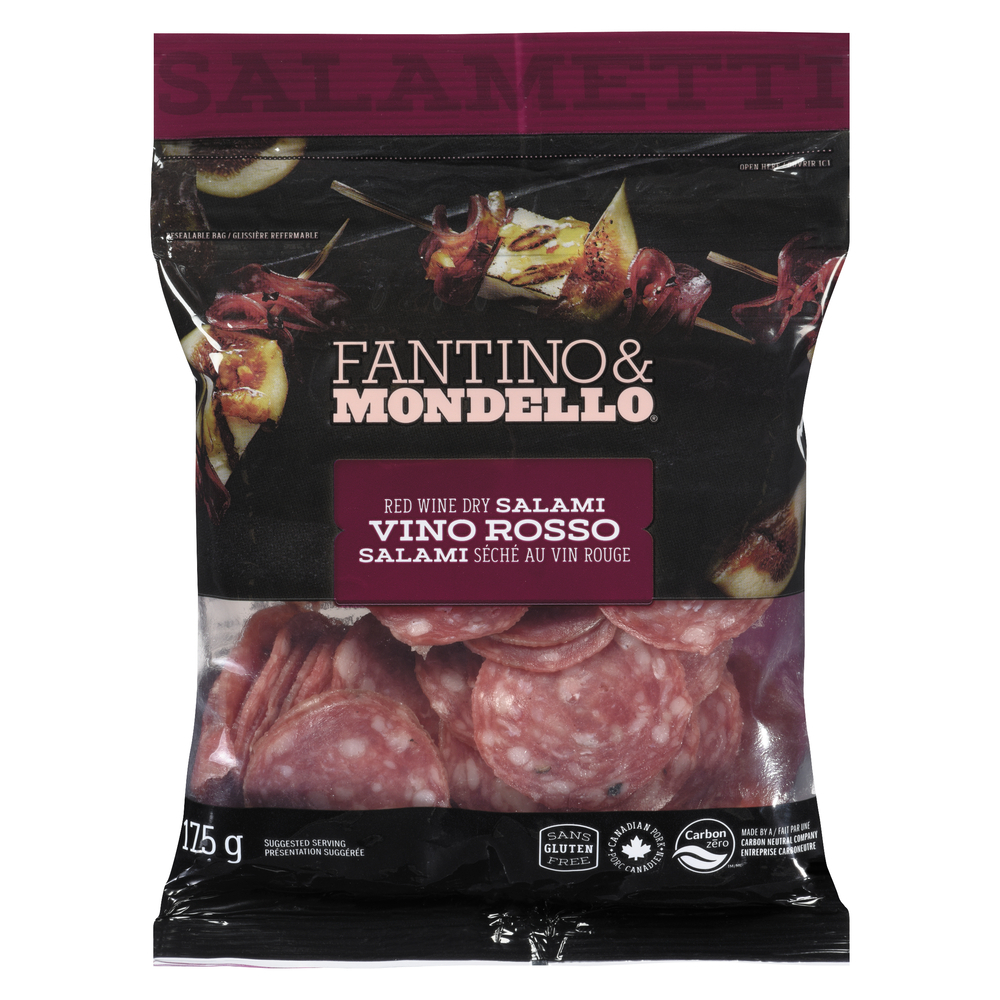 Salami séché tranché mince au vin rouge s-gluten