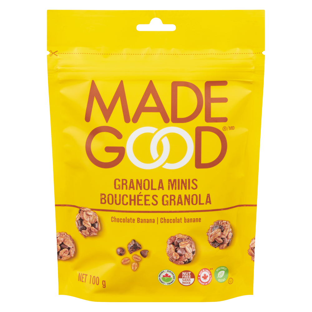 Barres granola mini au chocolat et à la banane biologiques