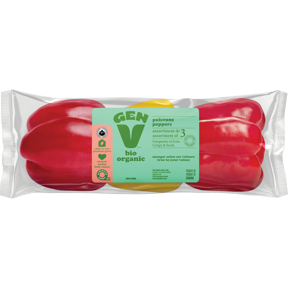 Poivrons emballés biologiques