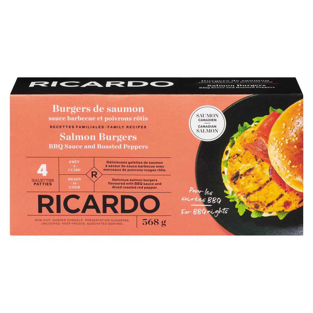 Burger de saumon BBQ et poivrons rôtis