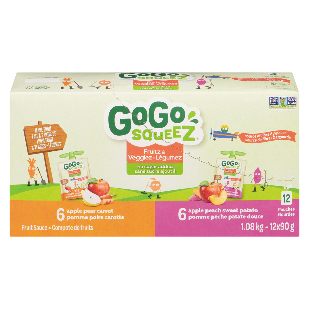 Collation pomme pêche patate douce et pomme poire carotte