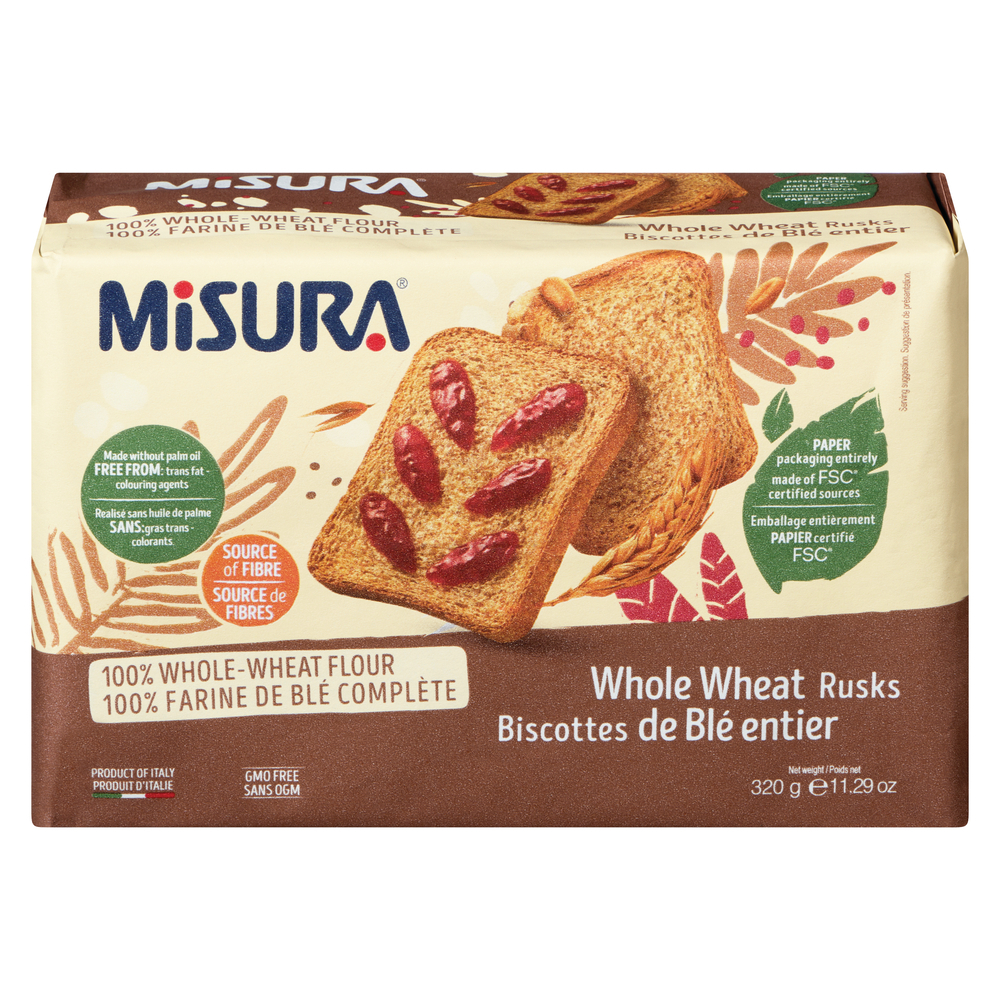 Biscotte complète riche en fibre